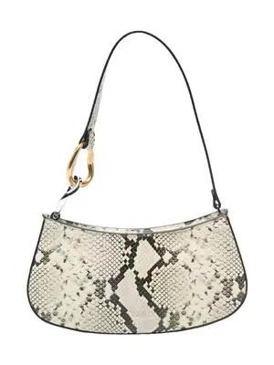 Staud Ollie Snakeskin Hardware Tote Bag - White