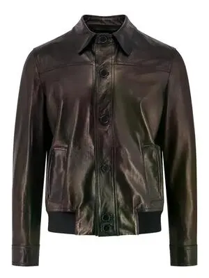 SALVATORE SANTORO Buttoned Leather Jacket - Brown