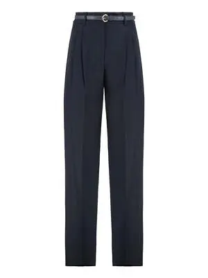 MAX MARA STUDIO Wool Trousers With Belt - Blue