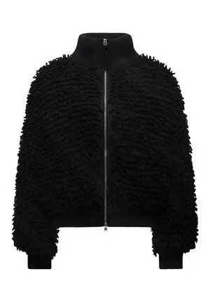 Moncler Ribbed-collar Zip Cardigan - Black