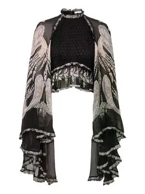 Zimmermann Dream Burnout Ruffled Blouse - Black