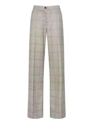 ELENA MIRO` Check-pattern Trousers - Neutrals