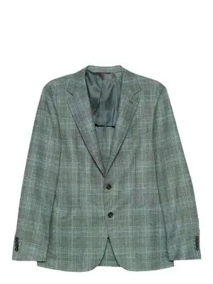 Canali Checked Wool Blazer - Blue