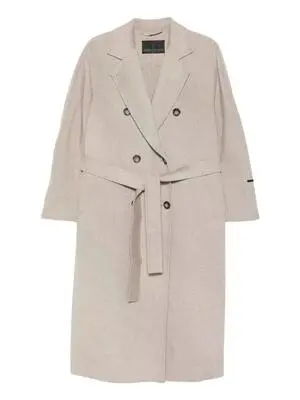 Marina Rinaldi Bolivar Double-breasted Belted Coat - Neutrals