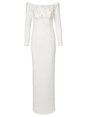 Safiyaa Gioia Embellished Crêpe Gown - White