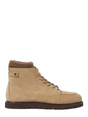 Loro Piana Verbier Suede Lace-up Boots - Beige