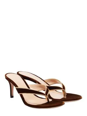 GIANVITO ROSSI Calypso 70 Velvet Thong Sandals - Brown