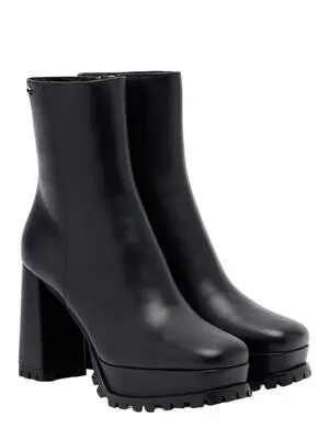 GIANVITO ROSSI Leather Platform Ankle Boots - Black