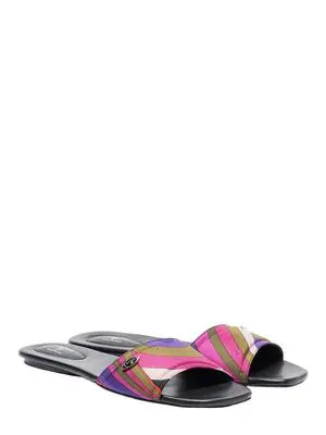 Emilio Pucci Multicolor Printed Silk Slides - Multicoloured