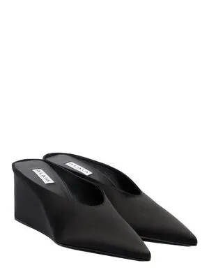 Alaïa Cube 75 Satin Wedge Mules - Black