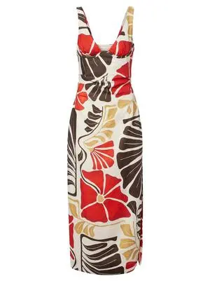 SIR. SIR. Julietta Floral Linen Midi Dress Multicoloured