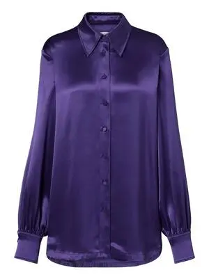 JOSEPH Satin Button-down Blouse - Purple