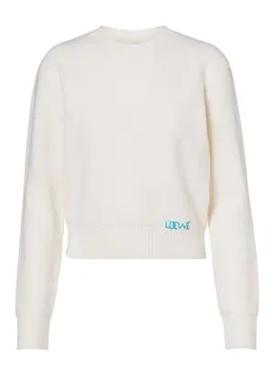 Loewe Logo Embroidered Wool Sweater - White