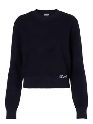 Loewe Logo Embroidered Wool Sweater - Blue