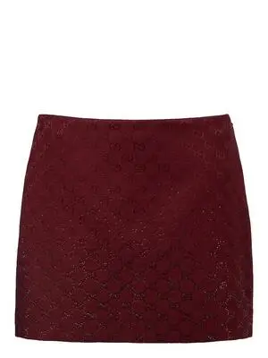 Gucci Gg Canvas Crystal-embellished Miniskirt - Burgundy