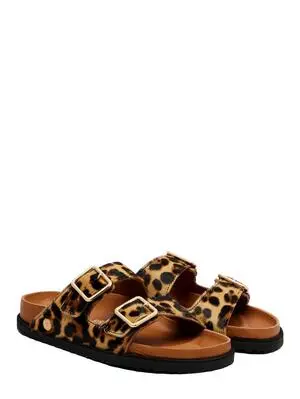 BIRKENSTOCK Arizona Leopard-print Calf Hair Slides - Beige