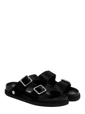 BIRKENSTOCK Arizona Calf Hair Slides With Buckle Detail - Black