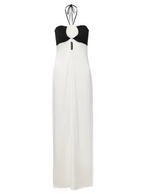 SAME Floral-appliqué Silk-blend Maxi Dress - White