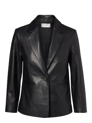 Vince Leather Blazer - Black