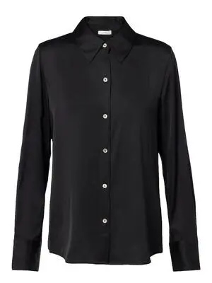 Vince Silk-blend Satin Button-up Shirt - Black