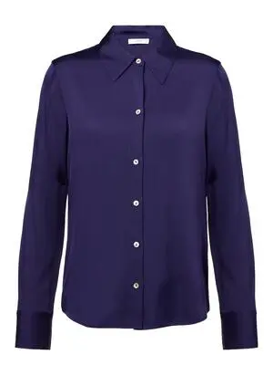 Vince Silk-blend Satin Button-up Shirt - Blue