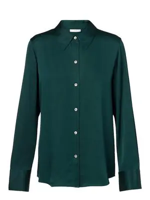 Vince Silk-blend Satin Shirt - Green