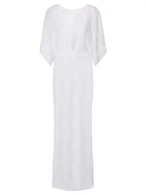 Norma Kamali Obie Semi-sheer Lace Gown - White