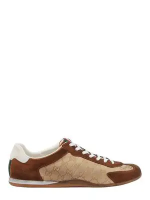 Gucci Shift Gg Canvas And Suede Sneakers - Brown
