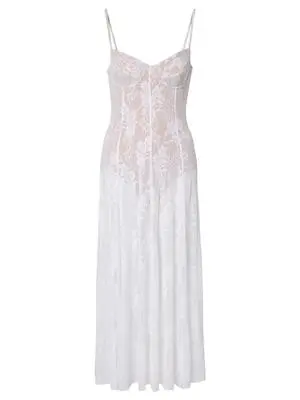 Norma Kamali Semi-sheer Lace Slip Dress - White