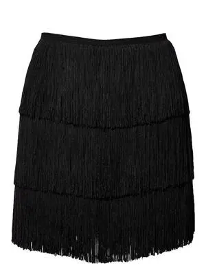 Norma Kamali Fringed Miniskirt - Black