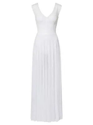 Norma Kamali Sequined Mesh Gown - White