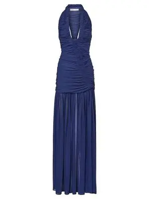 Christopher Esber Orion Ruched Halterneck Gown - Blue