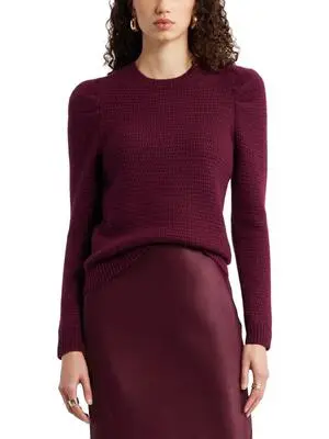 Nordstrom Wool And Cashmere Puff Sleeve Sweater - Burgundy Field