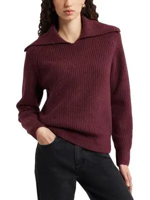 Nordstrom Ribbed Sailor Collar Sweater - Burgundy Royale