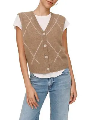 Bella Dahl Argyle Sweater Vest - Spiced Chai
