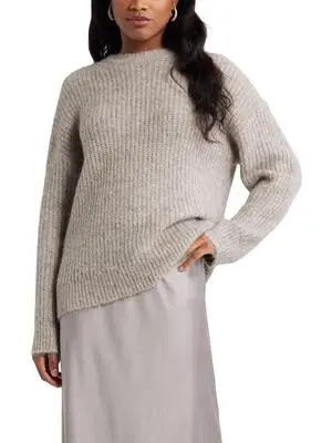 OPEN EDIT Oversized Fuzzy Knit Sweater - Grey Satellite