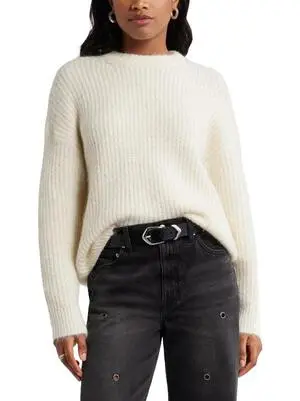 OPEN EDIT Oversized Fuzzy Knit Sweater - Ivory