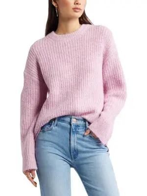 OPEN EDIT Oversized Fuzzy Knit Sweater - Purple Pastel