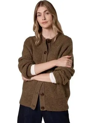CELTIC & CO. British Wool Moss Stitch Cardigan - Walnut