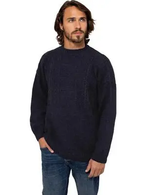 CELTIC & CO. British Wool Gansey Crewneck Sweater - Dark Navy