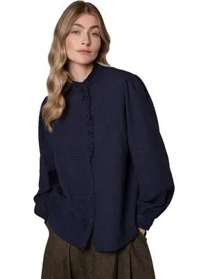 CELTIC & CO. Textured Frill Collar Blouse - Dark Navy