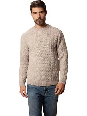 CELTIC & CO. Cable Knit Merino Wool Sweater