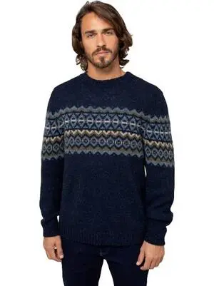 CELTIC & CO. Fair Isle Pattern Crew-neck Sweater - Dark Navy