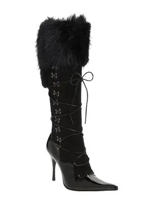 Jeffrey Campbell Verbier Knee High Boots - Black Patent Combo
