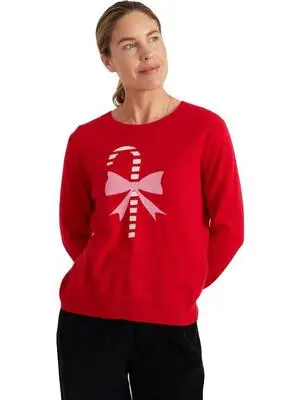 Chinti & Parker Wool-cashmere Candy Cane Sweater - Velvet Red