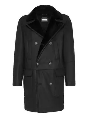 Brunello Cucinelli Shearling Caban Jacket - Black