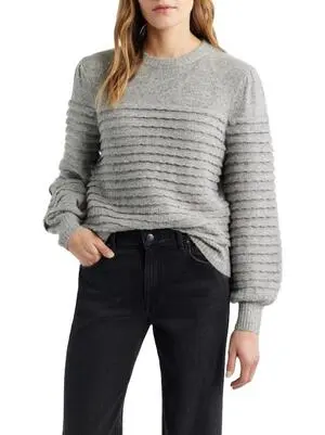 Treasure & Bond Scalloped Crewneck Sweater - Grey Heather
