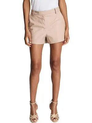KENNETH COLE Faux Leather High-waisted Shorts - Butternut