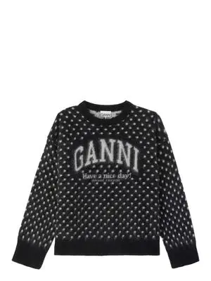 GANNI Polka-dot Logo Sweater - Black