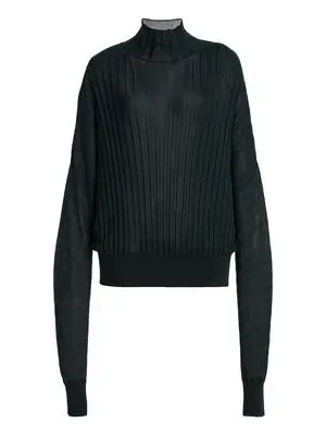 Proenza Schouler Luiza Ribbed-knit Sweater - Dark Green